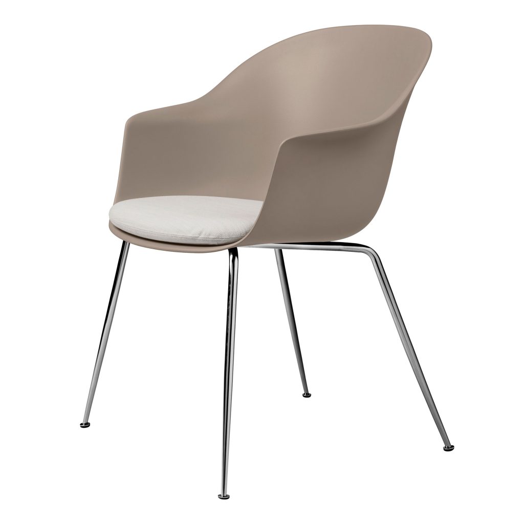 Stol Spisebordsstol Bat GamFratesi Gubi plast skal stålstel - Indbo Møbler